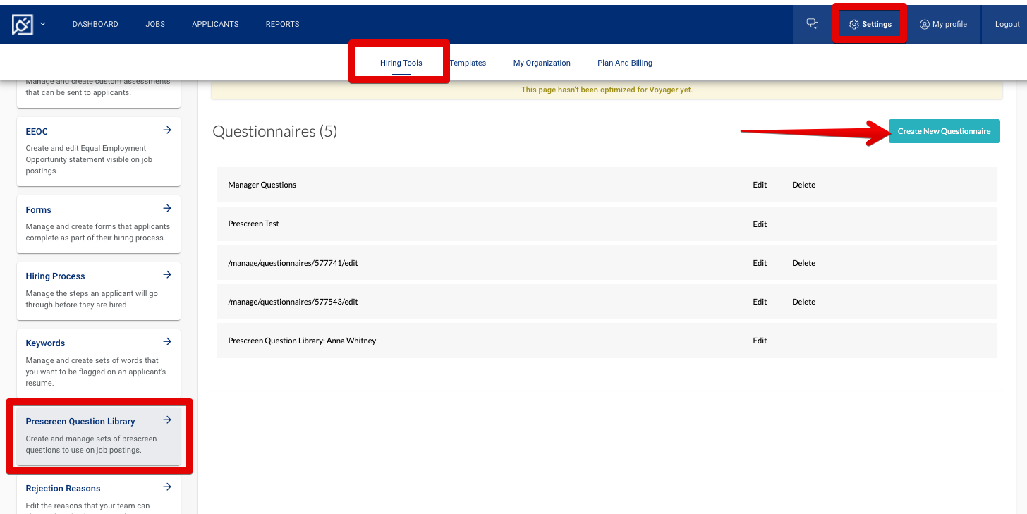 Using custom questionnaires instead of prescreen questions